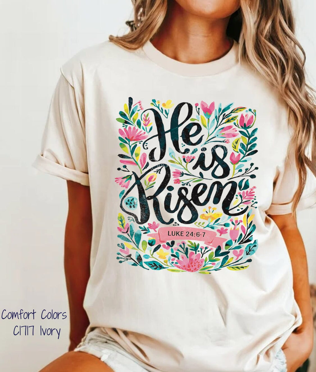 RTS He Is Risen Floral Clear Film DTF Transfer (325 HOT Peel) – The ...