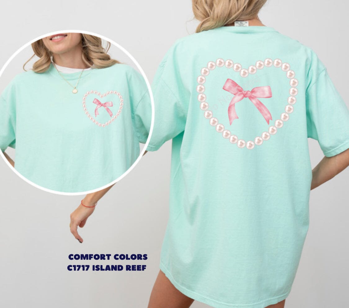 RTS Clear Film Screen Print Transfer | Coquette Pearl Heart and Bow (3 ...