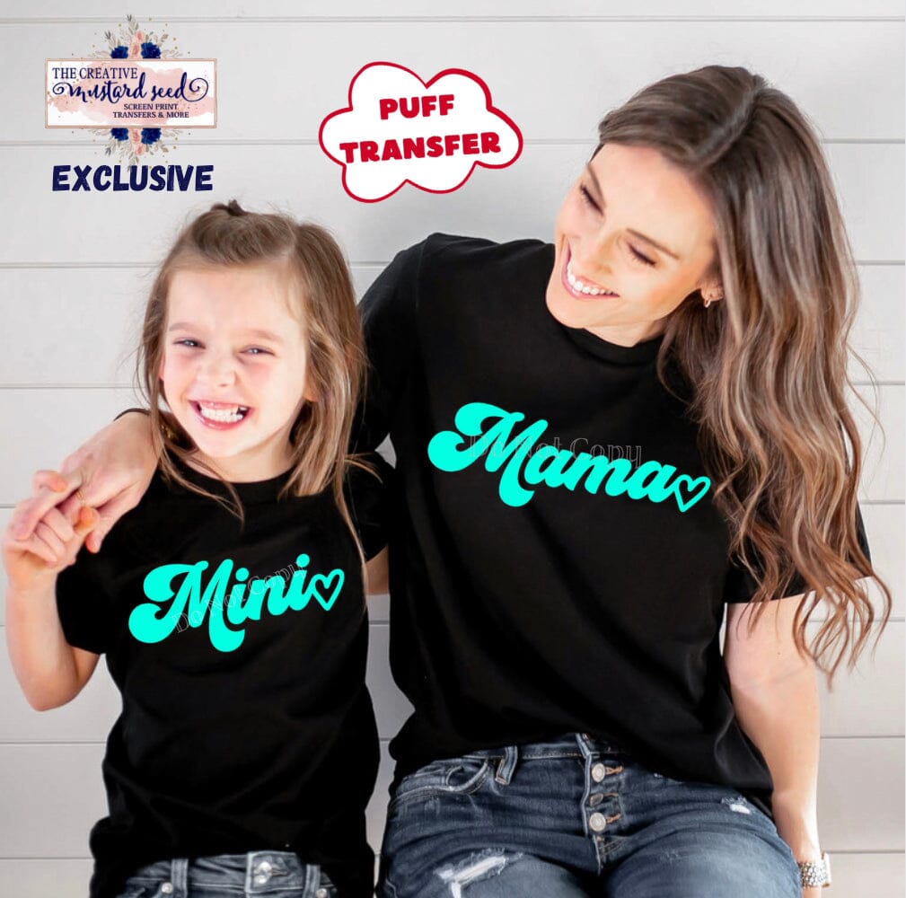 RTS Screen Print Transfer | Mama Mini Heart PUFF – The Creative Mustard ...